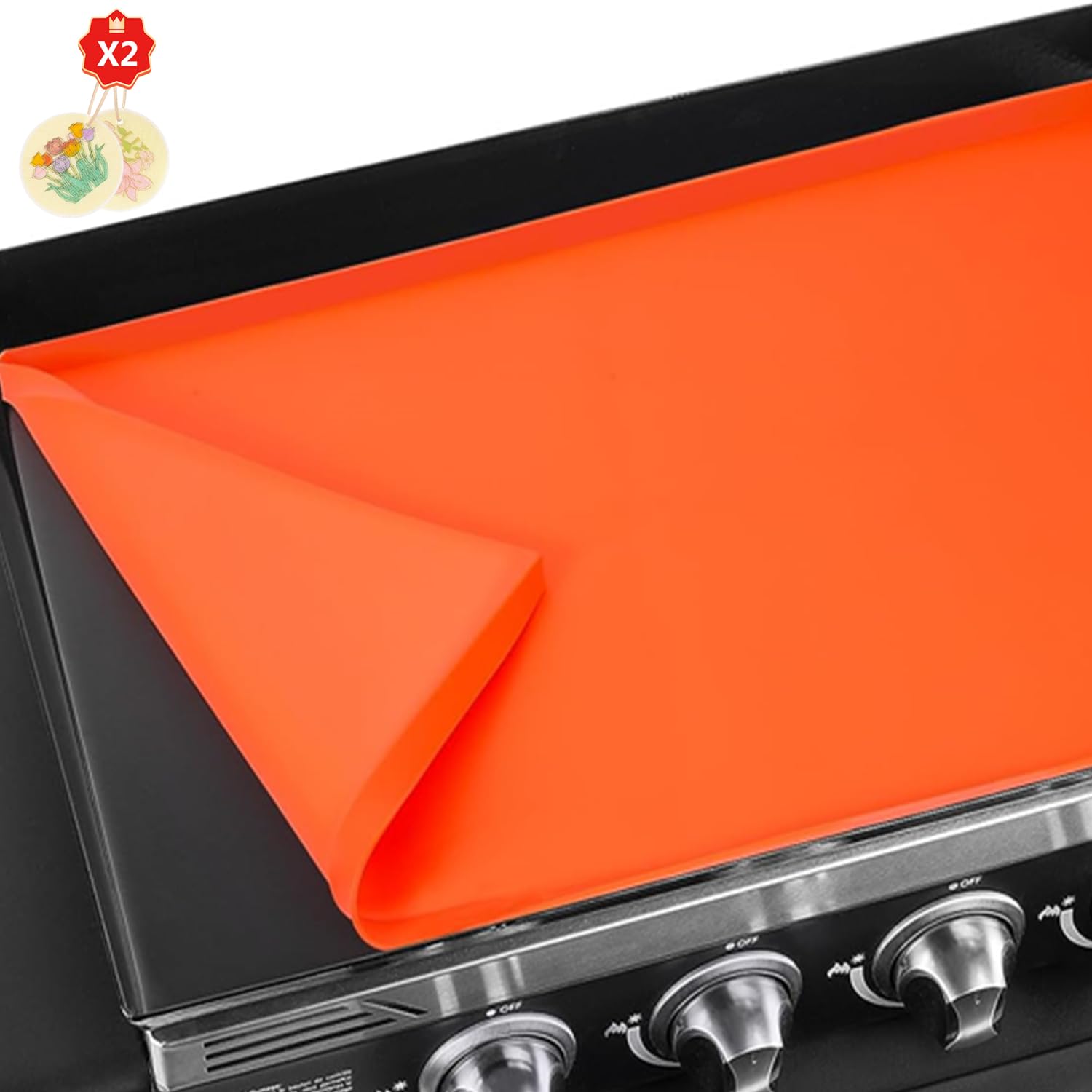 22 Inch Mat for Blackstone, 100% Food-Graded Silicone Griddle Cover with 2 Dishwashing Sponges