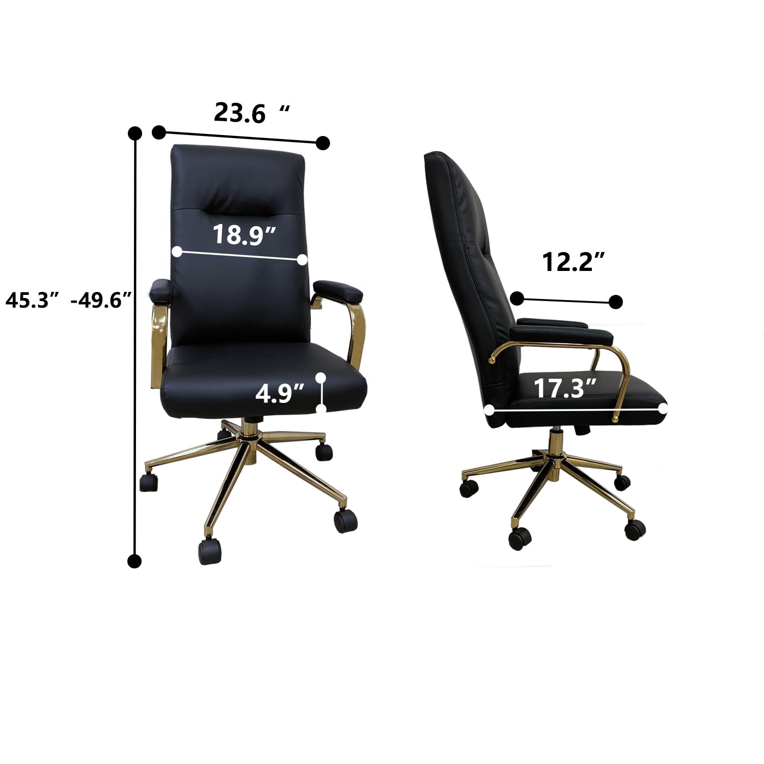 Office Chair Ergonomic Desk Chair,Swivel Computer Desk Chair with Adjustable Height and Wheels,High Back Leather Executive Chair with Lumbar Support,Black