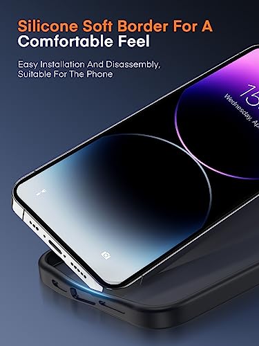 SEASON.C Magnetic Case for iPhone 14 Pro Max Case Compatible with Wireless Charging Men Black Slim Thin Matte Translucent Silicone Edge Protection Shockproof Drop Proof Case 6.7In
