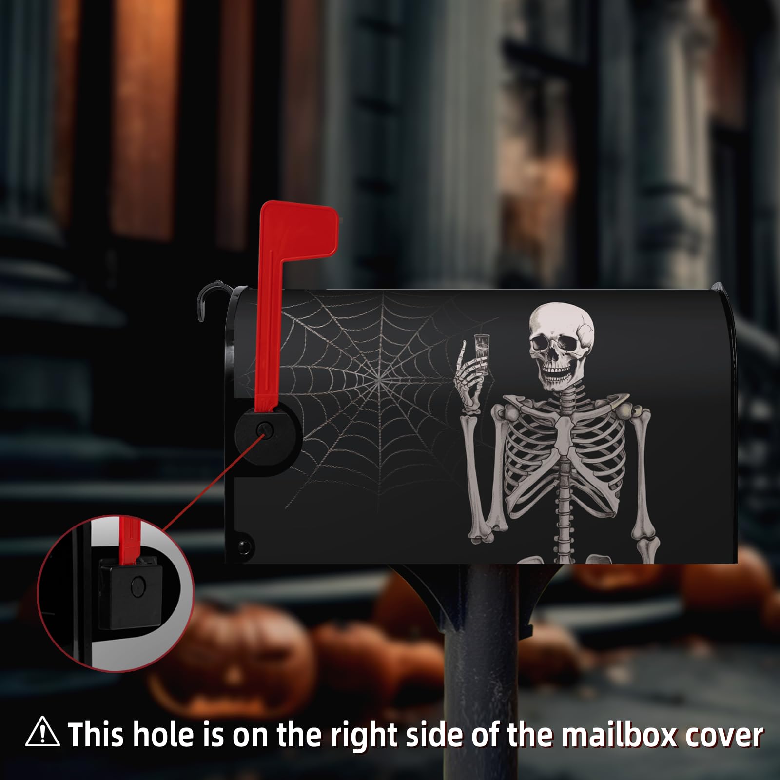 Dacawin Halloween Mailbox Covers Magnetic Human Skeleton Mailbox Cover Mailbox Wraps Post Letter Box Covers Garden Decorations Outdoor 21 X 18 Inch Black