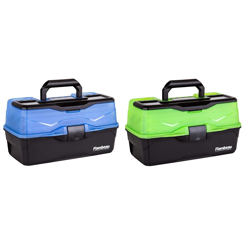 Flambeau Outdoors Classic Tray Tackle Box Bundle - Frost Blue/Black and Frost Green/Black