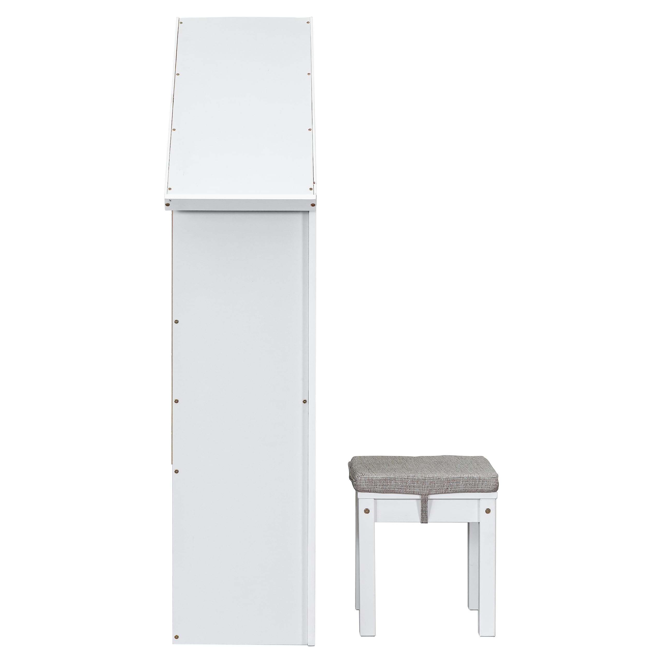 Bellemave Kids Desk and Chair Set Wood Study Desk with Storage and Cushion Stool House Shaped Art Table for Girls Boys Children, White
