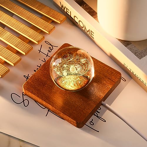 ERWEI LED Wood Light Display Base for Crystal Glass Art Wooden Lamp Stand Base Colorful Square Lighted Base for 3D Crystal Light Pedestal for Resin Art Acrylic Crystal Sphere Holder