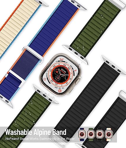 Nhoebwe Upgrade Design Alpine Loop Nylon Band Compatible with Apple Watch Band 49mm 45mm 44mm 42mm 41mm 40mm 38mm Men Women, Detachable Adjustable with Metal C-Hook Strap for iWatch Series