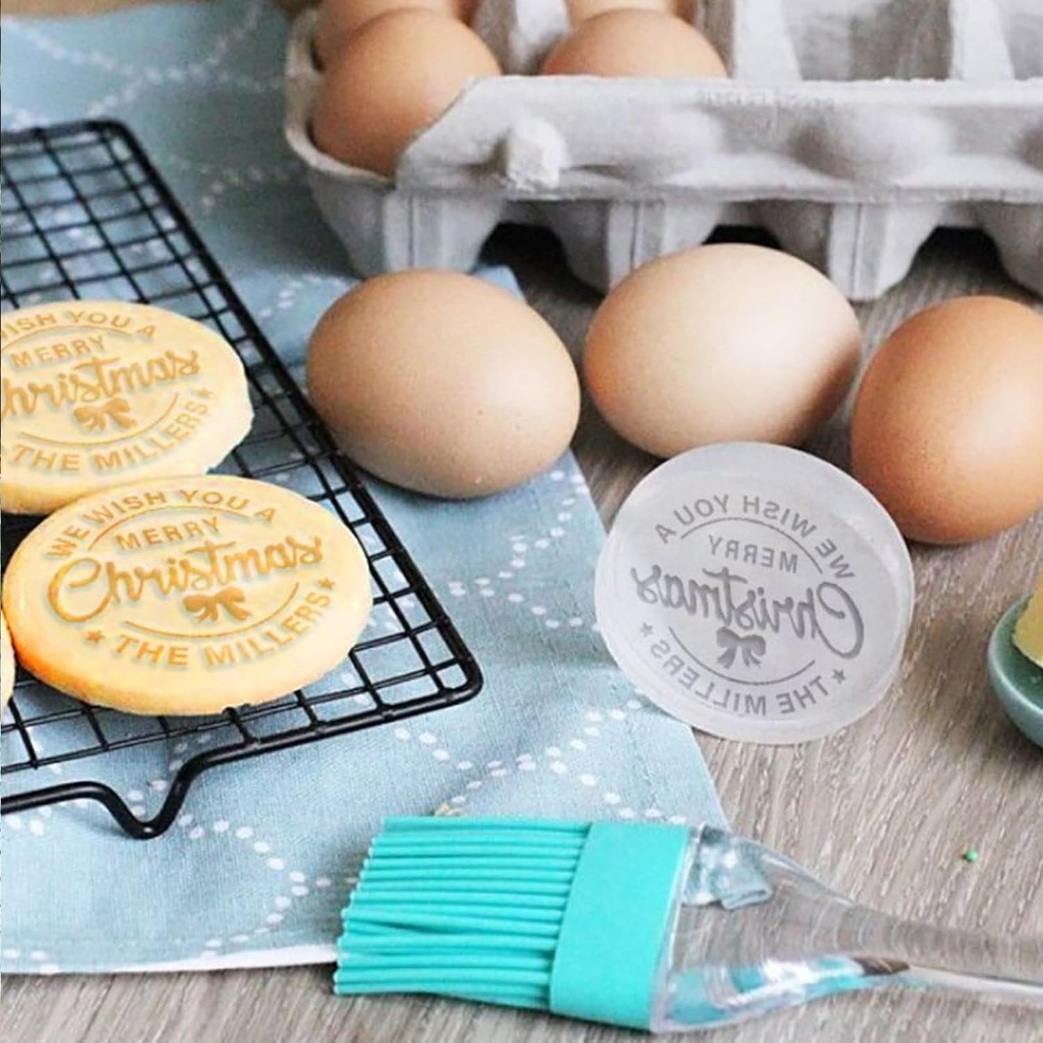 2024 Personalized Christmas Cookie Stamp Christmas Cookie Mold With Your Name 3d Raised Design Merry Christmas Personalized Cookie (Design-A)