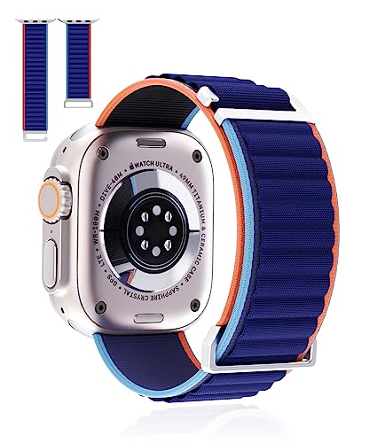 Nhoebwe Upgrade Design Alpine Loop Nylon Band Compatible with Apple Watch Band 49mm 45mm 44mm 42mm 41mm 40mm 38mm Men Women, Detachable Adjustable with Metal C-Hook Strap for iWatch Series
