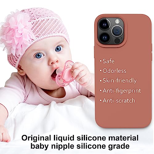 Vooii Compatible with iPhone 14 Pro Max Case, Upgraded Slim Liquid Silicone Case, [Anti-Scratch Soft Microfiber Lining] Full Covered Soft Gel Rubber 14 Pro Max iPhone Case 6.7 inch - Caramel
