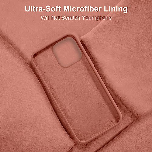 Vooii Compatible with iPhone 14 Pro Max Case, Upgraded Slim Liquid Silicone Case, [Anti-Scratch Soft Microfiber Lining] Full Covered Soft Gel Rubber 14 Pro Max iPhone Case 6.7 inch - Caramel