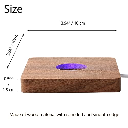 ERWEI LED Wood Light Display Base for Crystal Glass Art Wooden Lamp Stand Base Colorful Square Lighted Base for 3D Crystal Light Pedestal for Resin Art Acrylic Crystal Sphere Holder