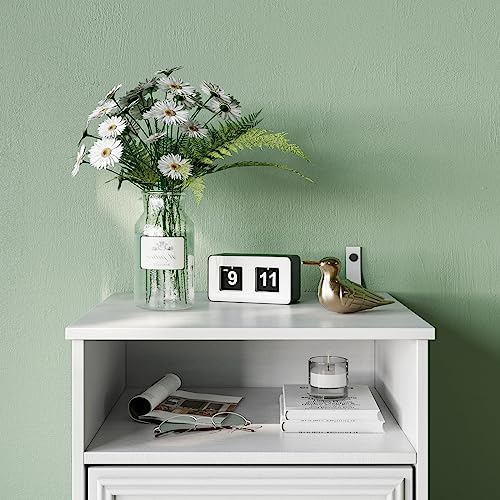 HolliWill Nightstand Set of 2, Night Stand with Drawers, Accent Bed Side Table and End Table with Open Storage for Bedroom, Living Room, White
