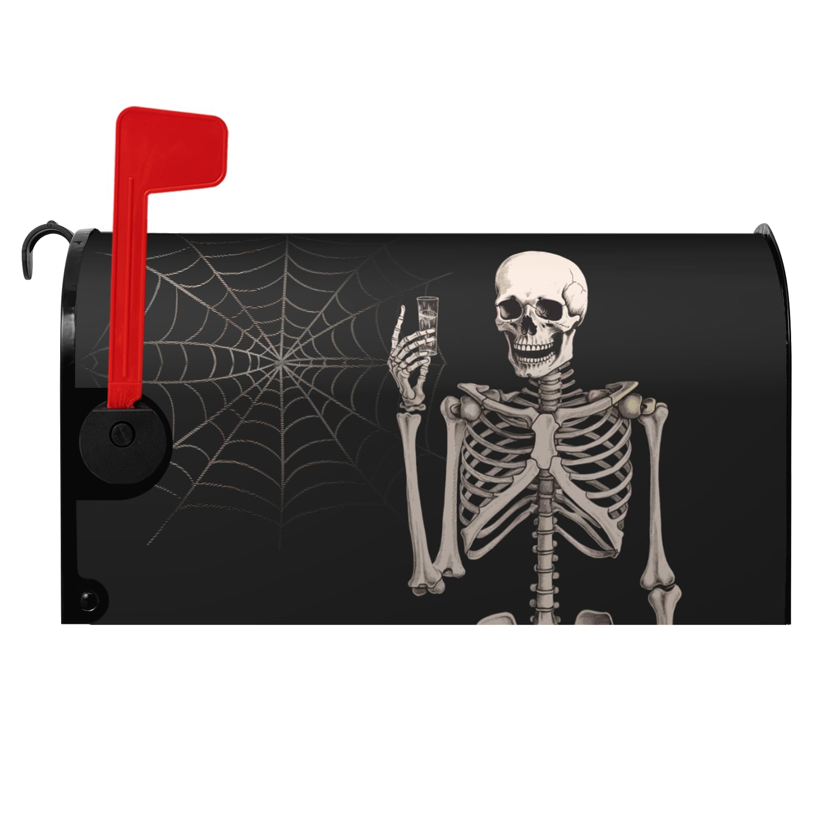 Dacawin Halloween Mailbox Covers Magnetic Human Skeleton Mailbox Cover Mailbox Wraps Post Letter Box Covers Garden Decorations Outdoor 21 X 18 Inch Black
