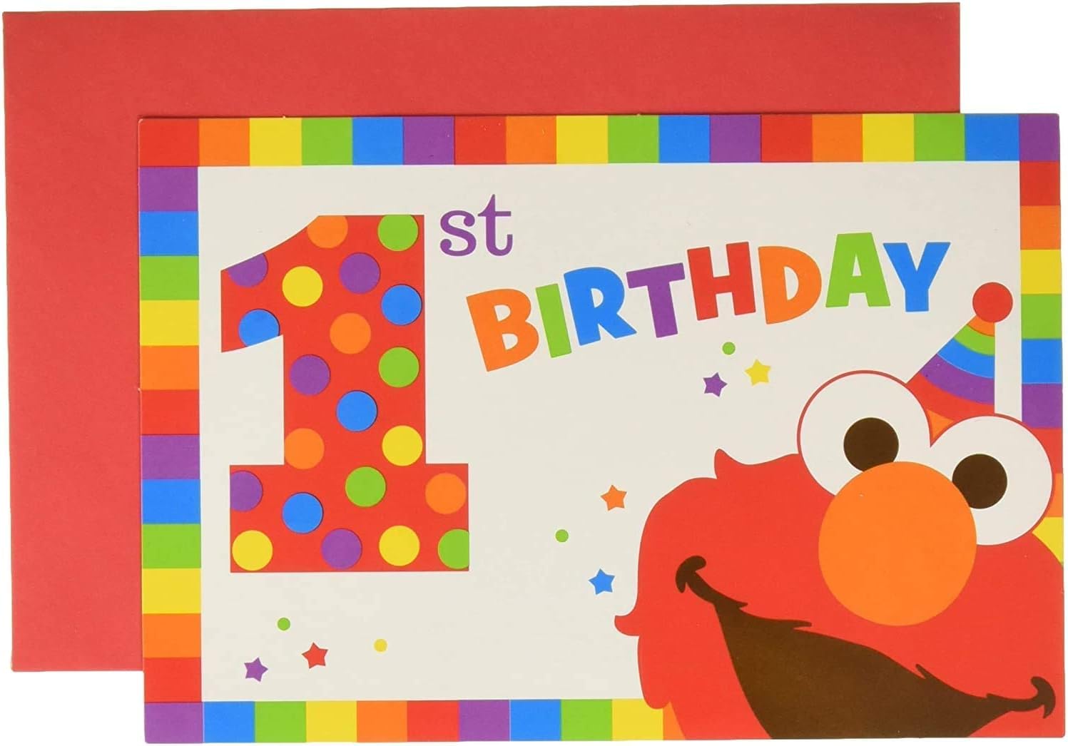 Amscan Sesame Street 1st Birthday Party Supplies Bundle Pack includes 16 Party Invitations with Envelopes, 16 Save the Date Stickers