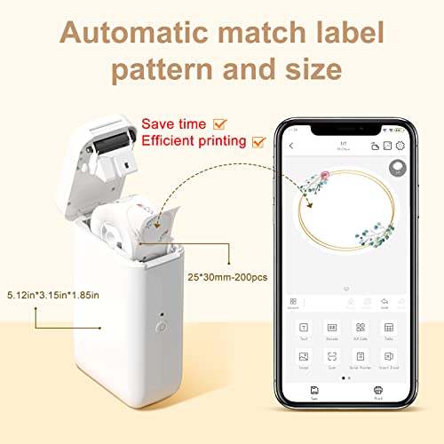 Label Maker Machine, D101 Bluetooth Label Maker with Tape, Small Wireless Label Printer, 0.4"-1"(10-25mm) Print Width for Storage, Office, Home, School, Inkless, USB Rechargeable