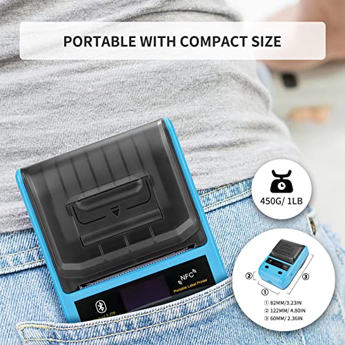 SNADUU Bluetooth Portable Label Printer, Thermal Address Label Maker QR Code Barcode Printer for Small Business, Retail, Jewelry, Clothing Labelling Machine Compatible with Android & iOS