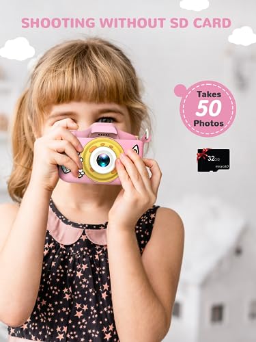 Andoer Kids Camera Toy Children Mini Camera Dual Front and Rear Digital Camera, Gift for Boys and Girls 3-12 Year Old with Astronaut Cartoon Soft Silicone Cover 32GB Card & USB 2.0 Card Reader