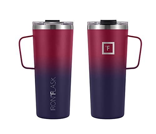 IRON °FLASK Grip Coffee Mug - 24 Oz, Leak Proof, Vacuum Insulated Stainless Steel Bottle, Double Walled, Thermo Travel, Hot Cold, Water Metal Canteen