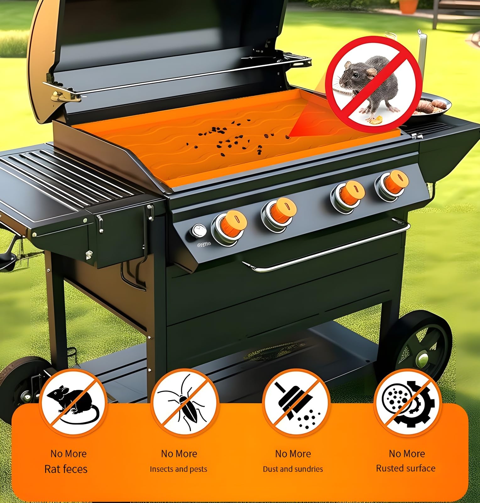 28'' Griddle Silicone Protective Mat Cover for Blackstone 28 Inch Gas Griddle, Heavy Duty Food-grade Silicone Griddle Mats Cover Grill Protective Covers Keep Flat Top Clean Critter-Rust Free -Orange