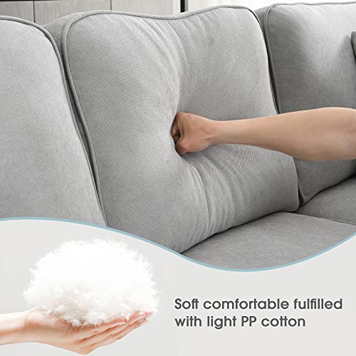 Lifeand Modern U-Shaped, 7 Seat Fabric Sectional Set with 3 Pillows Included Sofas, Light Grey