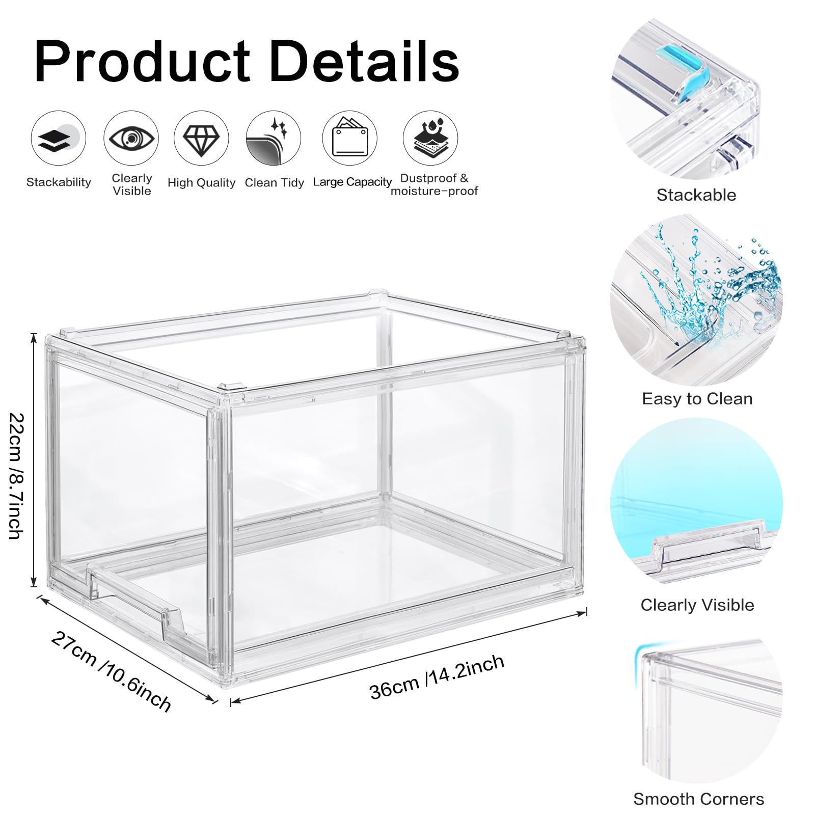 3 Packs Plastic Stackable Storage Drawers, DILIBRA Clear Storage Bins Organizer with Pull Out Drawer for Kitchen Cabinet Pantry Fridge Freezer Shelf Refrigerator Organization and Storage