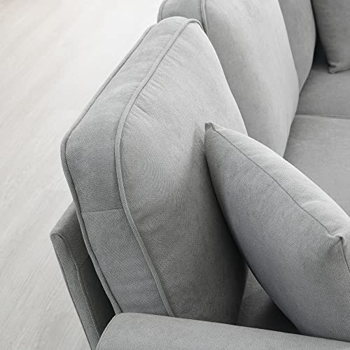 Lifeand Modern U-Shaped, 7 Seat Fabric Sectional Set with 3 Pillows Included Sofas, Light Grey
