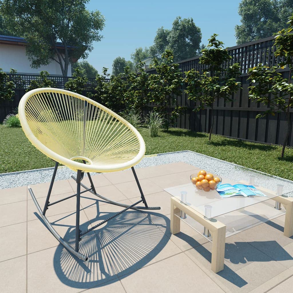 SLGSDMJ Patio Rocking Chair, All Weather Resistant Outdoor Indoor Patio Rocker Chair, Comfortable Smooth Rocking Outdoor Acapulco Chair Poly Rattan Beige