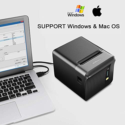 Meihengtong 3'1/8 80mm Thermal Receipt Printer, 250mm/s POS Printer with Auto Cutter, USB Serial Ethernet LAN Windows Driver ESC/POS RJ11 RJ12 Cash Drawer, Support Windows/Mac, not Work with Square