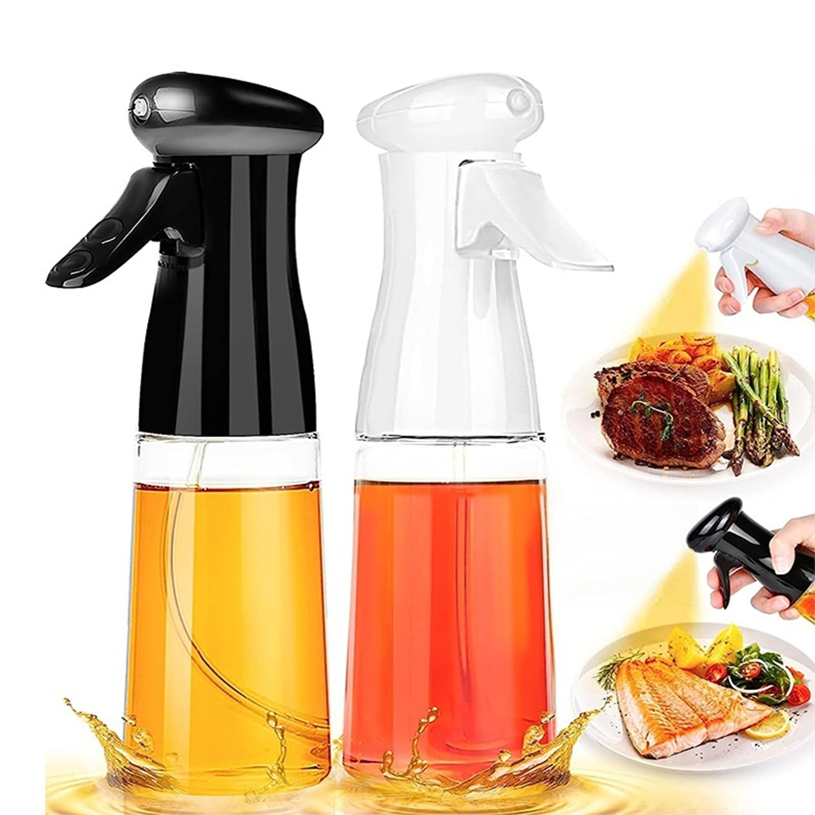 AItaf 2pcs Oil Sprayer For Cooking Mister Spray Bottle Olive Oil Dispenser Bottle Continuous Spray Bottle Oil Dispenser Bottle For Kitchen Glass Spray Bottles for Air Fryer,Salad,BBQ,Kitchen Gadgets