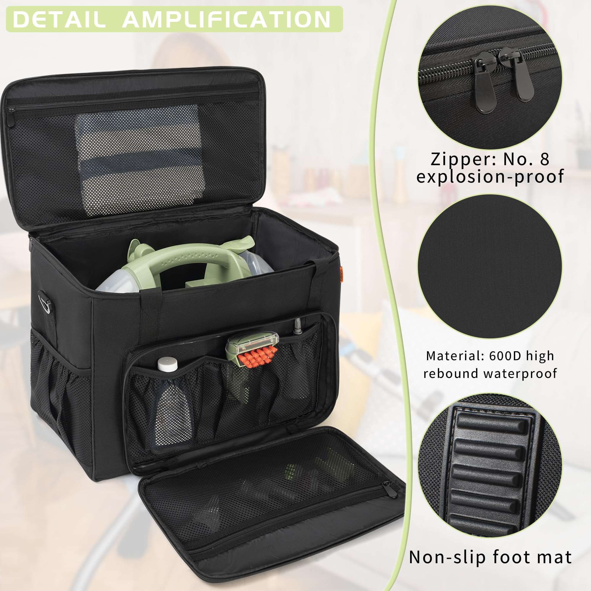 TORIBIO Storage Carry Bag Compatible with Bissell Carpet and Upholstery Cleaner 1400B/3353, Organizer/Case for Carpet Steam Cleaner, Travel Hand Bag with Extra Pockets for Accessories