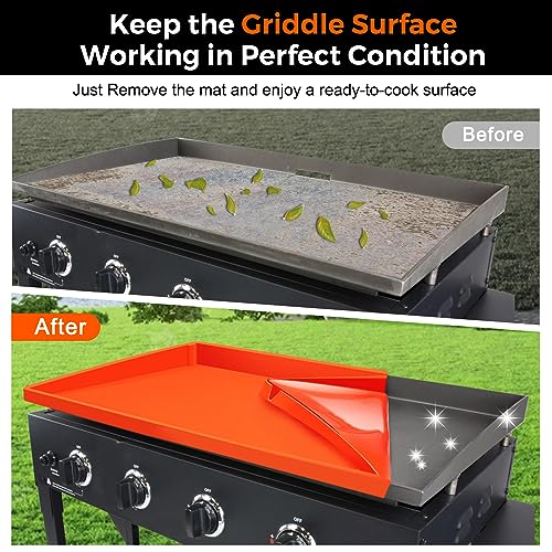 Vangostella 28 inch Griddle Mat Cover for Blackstone,Upgrade Full Edge Coverage-Heavy Duty -Food Grade Silicone Grill Cover, Cooking Surface Protective Mat Cover for Blackstone 28" Griddle ¡