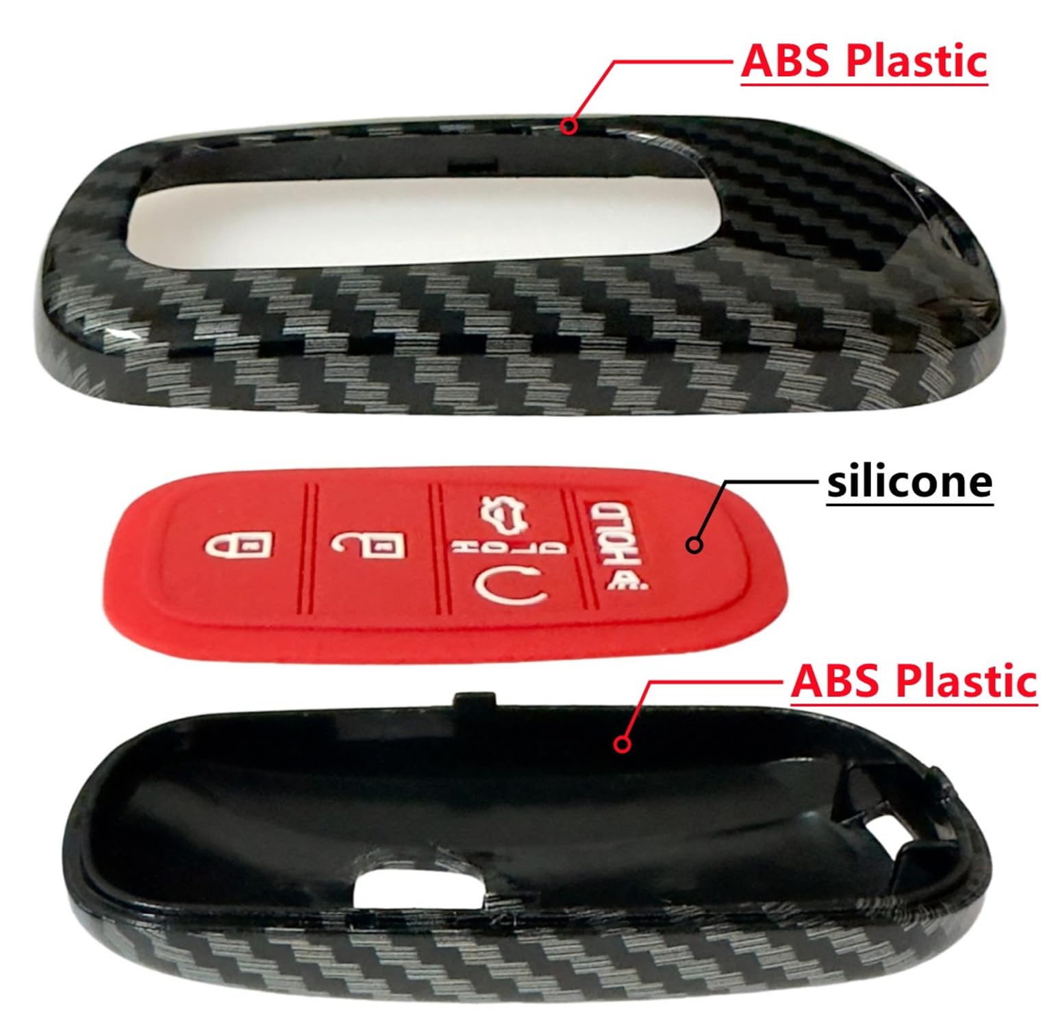 REPROTECTING ABS Rubber Key Fob Cover Compatible with (5 Buttons) 2022-2025 Honda Accord Civic HR-V CR-V Pilot Sport SI EX EX-L Touring (2pcs Black+Key Chain, ABS/5 Buttons)