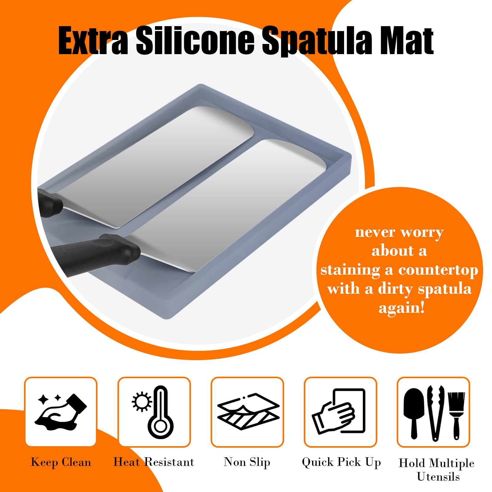 GRILL FORCE Silicone Griddle Mat with Spatula Mat for Blackstone 28 Inch Griddle Food Grade Silicone Mat Protective Mat Cover Griddle Buddy Mat Keep Flat Top Clean,Protect Griddle from Insect,Rust