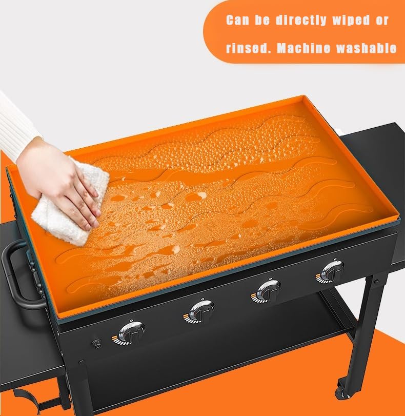 28'' Griddle Silicone Protective Mat Cover for Blackstone 28 Inch Gas Griddle, Heavy Duty Food-grade Silicone Griddle Mats Cover Grill Protective Covers Keep Flat Top Clean Critter-Rust Free -Orange