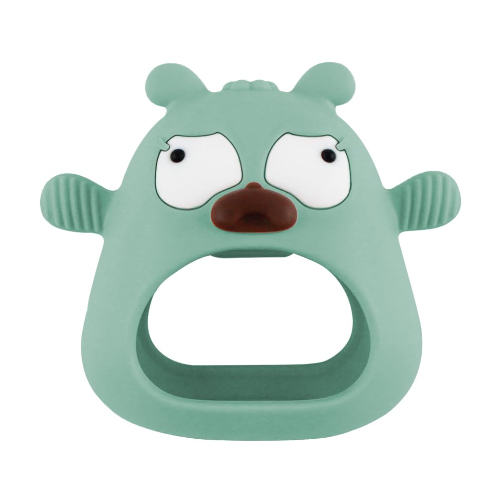 Teething Toys for Babies 3+ Months,Cute Dog Buddy Never Drop Silicone Teether Toys for Infants 3+ Months,Baby Chew Toys for Sucking Needs,BPA Free(Green)