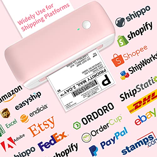 Shipping Label Printer, Itari High Speed 4x6 Thermal Label Makers for Shipping Packages, Small Desktop Sticker Printer for Home Business, Compatible with Amazon, Etsy, Ebay, USPS, Shopify, FedEx, Pink