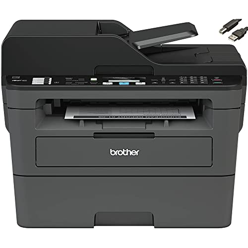 Brother MFC-L2690DW Monochrome Laser All-in-One Printer, Duplex Printing, Wireless Connectivity + Printer Cable