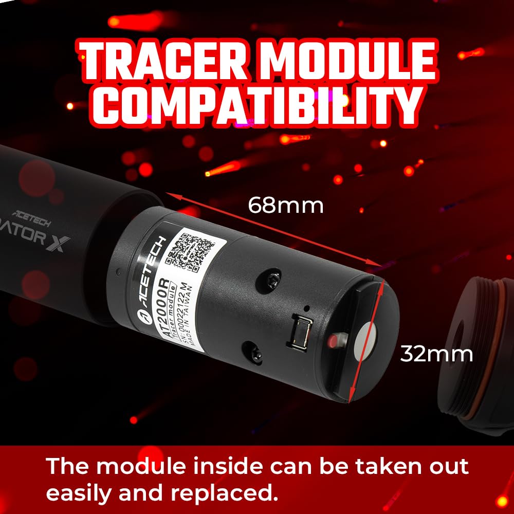 ACETECH Airsoft Riffle Tracer Unit Predator X with AT2000RII Module Glow in The Dark Green/Red BB LED Beam Lighting Effect (Modle X)