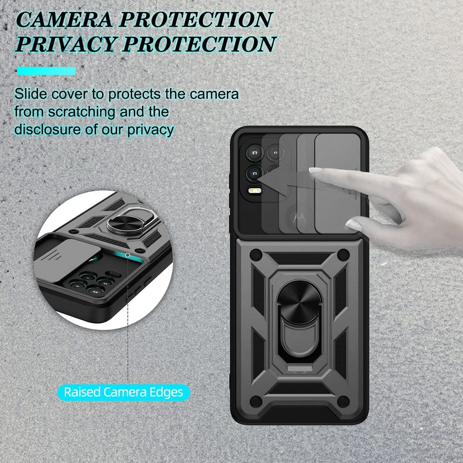 Suyomo for Oneplus N30 5G Case with Tempered Glass Screen Protector [2Pcs],Heavy Duty Case with Camera Cover Ring Holder Stand Shockproof Dual-Layer Protection Case for Oneplus N30 5G (Black)