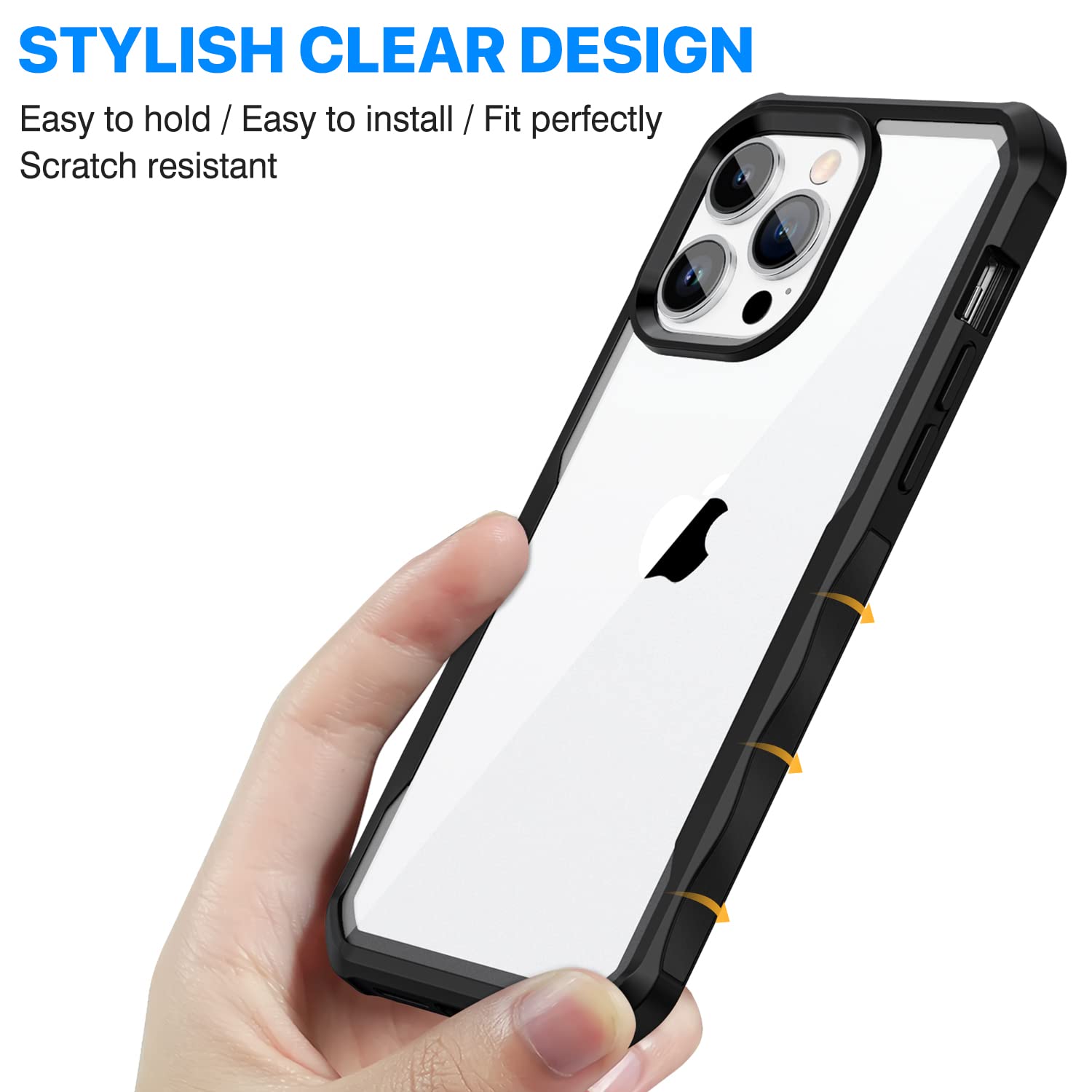 CENHUFO for iPhone 14 Pro Max Case, Privacy Phone Cover with Built-in Anti Peep Tempered Glass Privacy Screen Protector and Camera Protective, Full Body Shockproof Spy Clear Double Bumper - Black