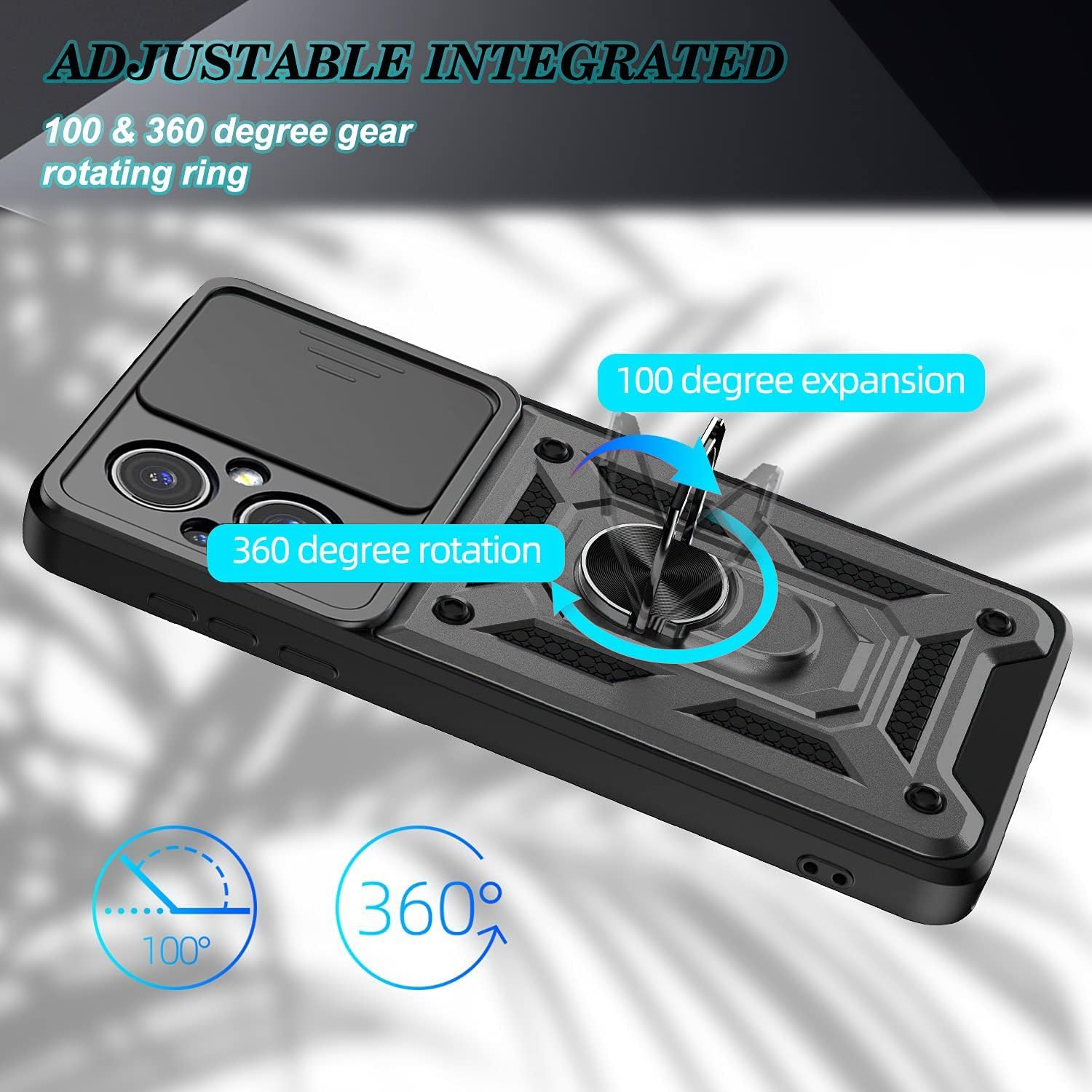 Suyomo for Oneplus N30 5G Case with Tempered Glass Screen Protector [2Pcs],Heavy Duty Case with Camera Cover Ring Holder Stand Shockproof Dual-Layer Protection Case for Oneplus N30 5G (Black)