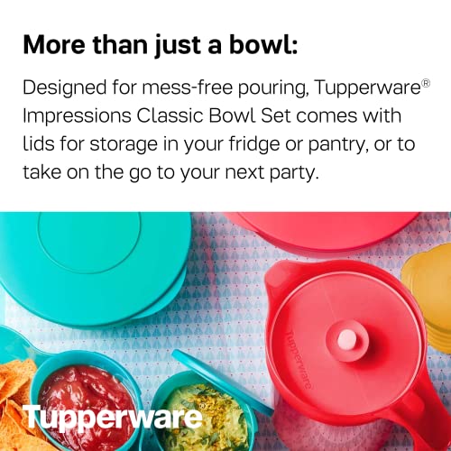 Tupperware Brand Impressions 6-Piece Classic Bowl Set (3 Bowls + 3 Lids) - Dishwasher Safe & BPA Free - Airtight, Leak-Proof Food Storage Containers for Fridge & Pantry