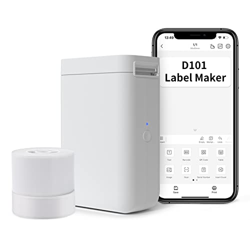D101 Label Maker Machine with 2 Tapes - 12*40mm White Label Paper and 25*60mm White Label Paper