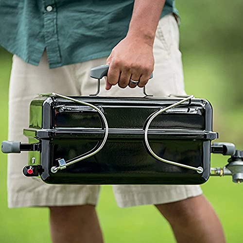 Portable Gas BBQ Grill, Outdoor Grill And Stove, Small Gas Barbecue, for Garden, Patio, Backyard, Camping, Black