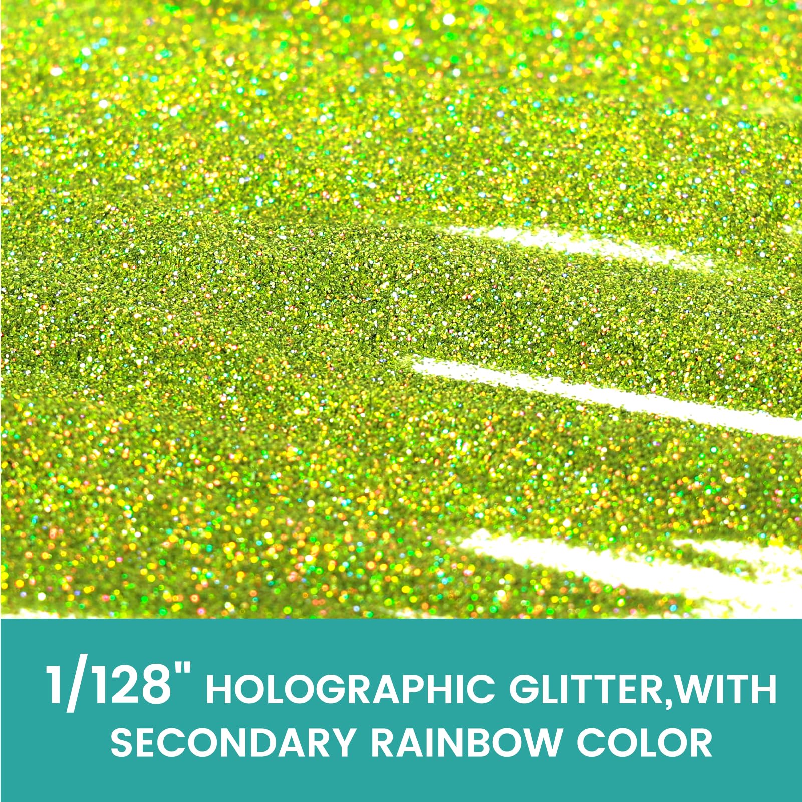Resiners Holographic Ultra Fine Glitter Powder - 3.53oz/100g, 1/128" Metallic Epoxy Resin Glitter Sequins Flakes for Tumblers,Slime, Nails, Paint, Art Crafts - Laser Light Green