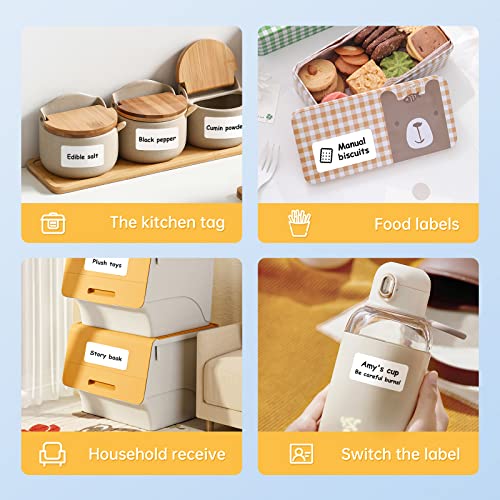 D101 Label Maker Machine with 2 Tapes - 12*40mm White Label Paper and 25*60mm White Label Paper