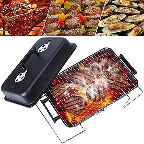 Portable Gas BBQ Grill, Outdoor Grill And Stove, Small Gas Barbecue, for Garden, Patio, Backyard, Camping, Black