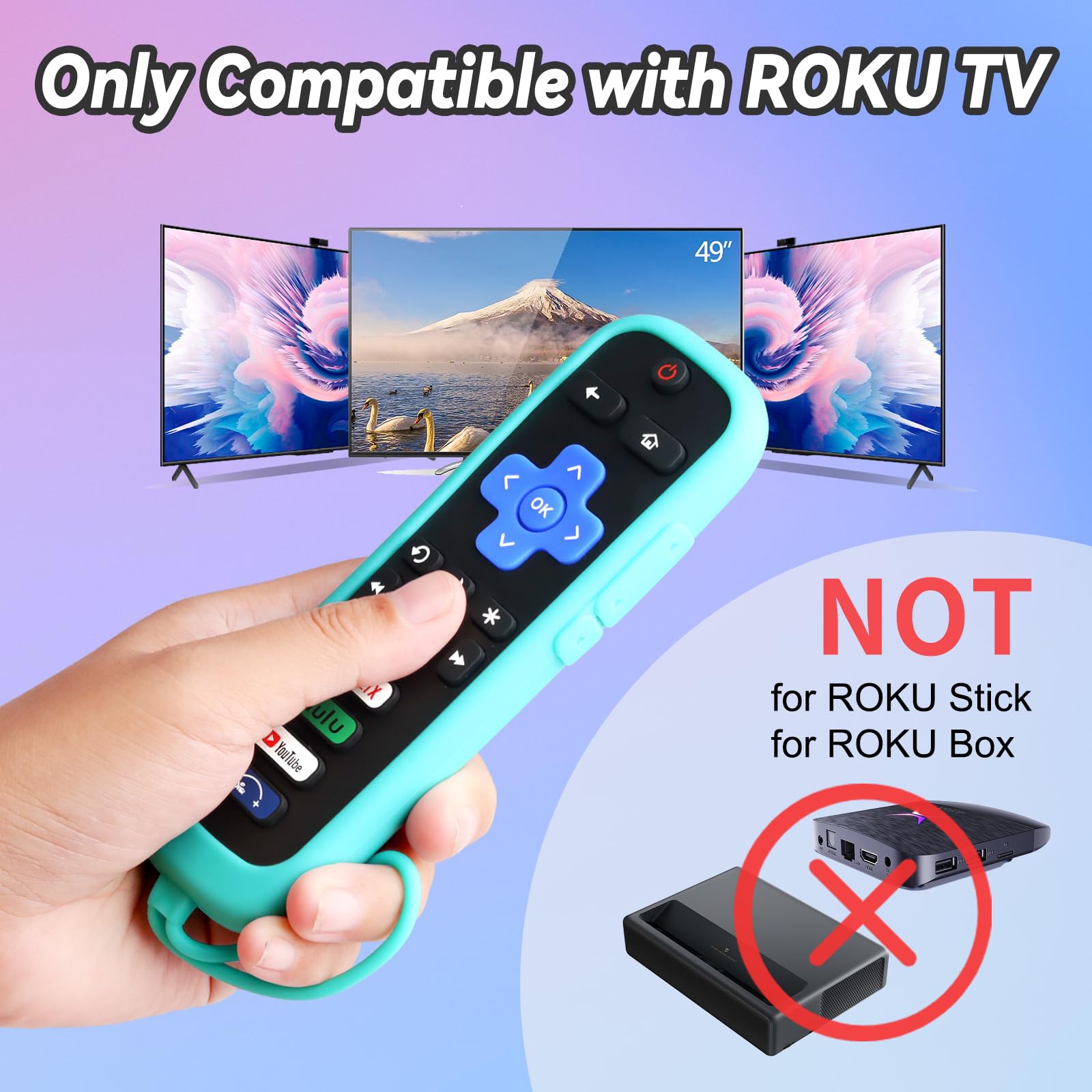 New Universal TV Remote Compatible Only for R-ku TVs Remote,Compatible for TCL R-ku/Hisense R-ku/Onn R-ku TVs (Not for R-ku Stick and Box) (Pack of 2)