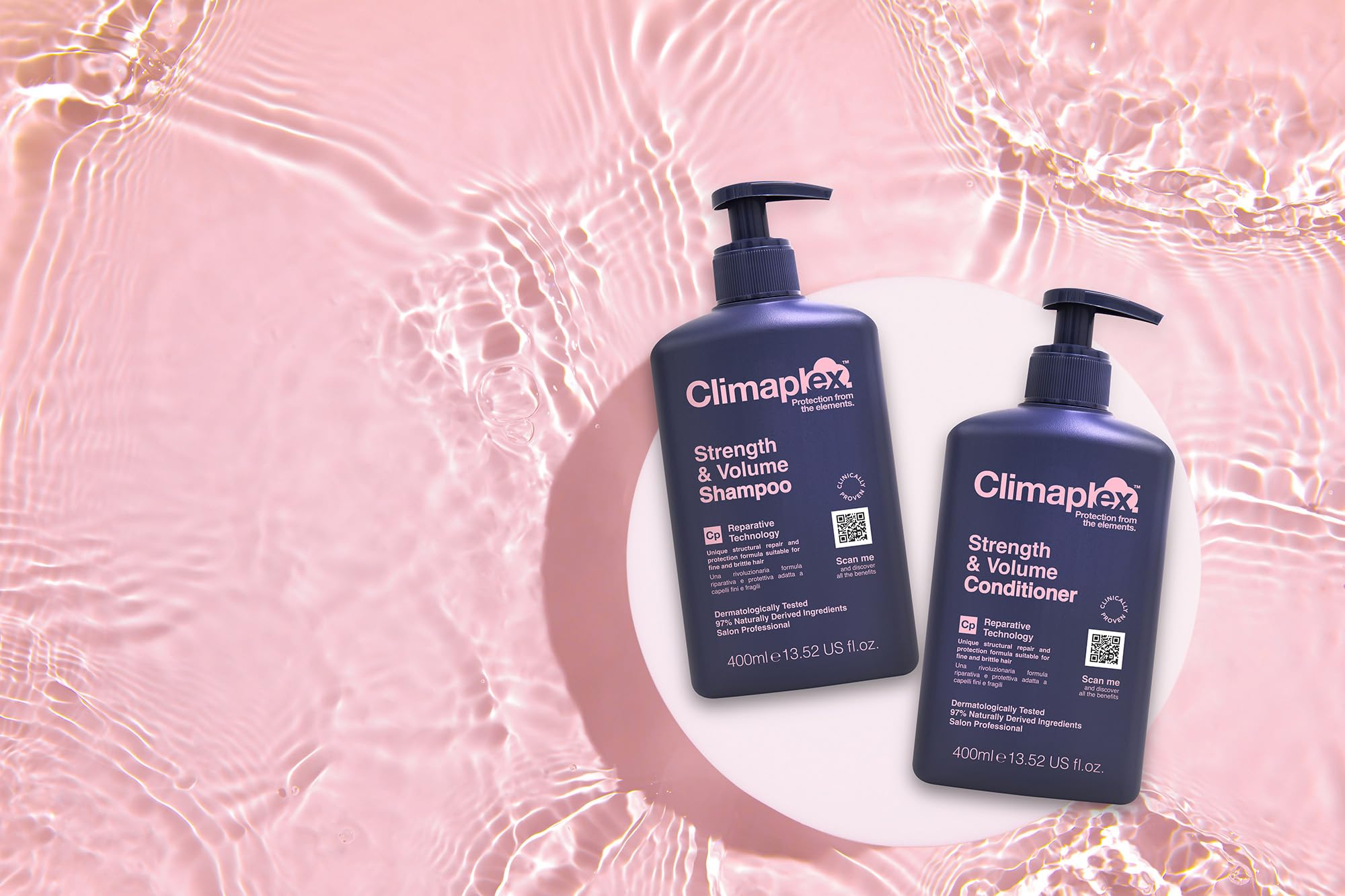 Climaplex Strength and Volume Shampoo and Conditioner Duo - Adds Body and Shine - Detangling, Protecting, Moisturizing - Leaves Hair Silky Smooth - Suitable for All Hair Types - Cruelty Free - 2 pc