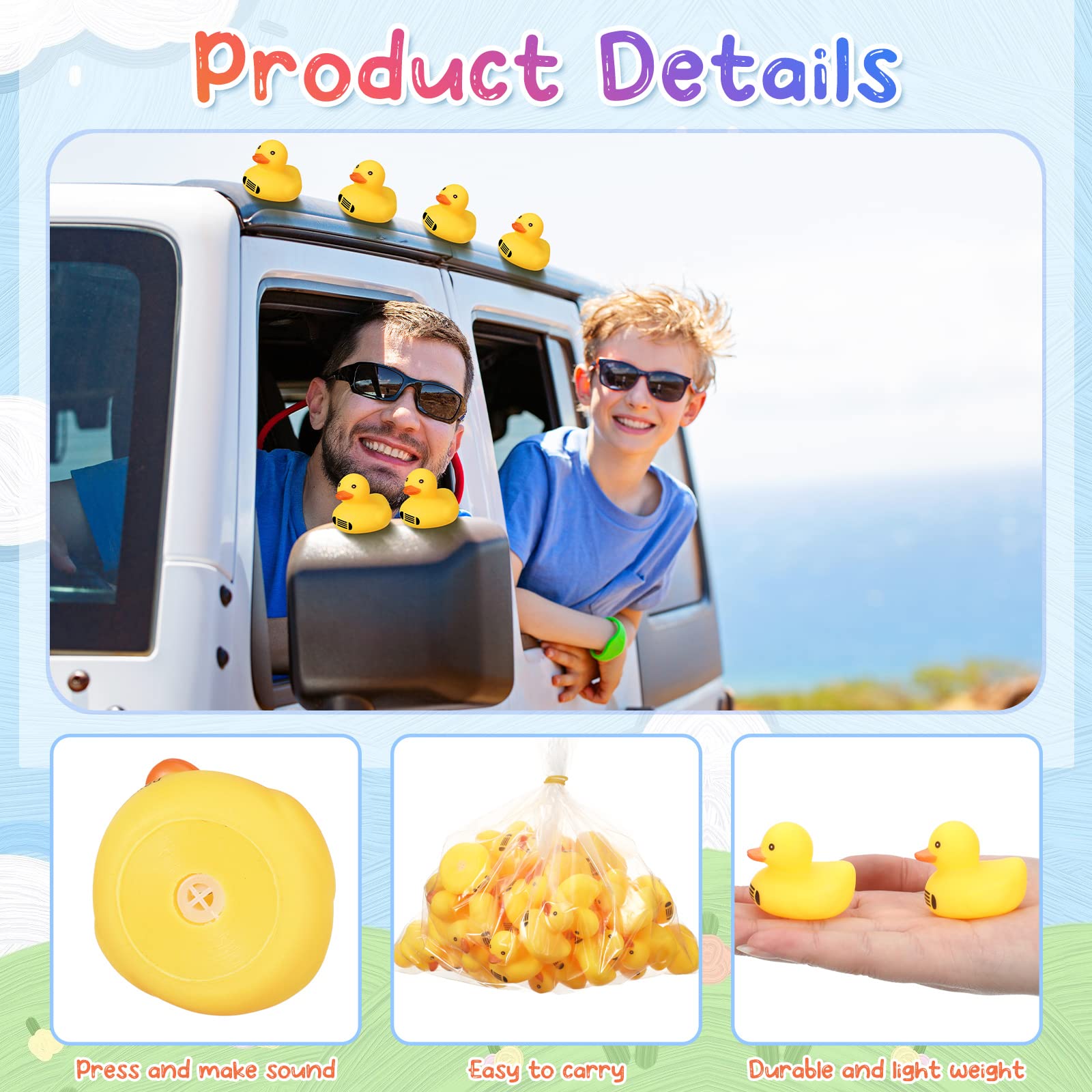 Leitee Rubber Ducks for Ducking You've Been Ducked Mini Bulk Yellow Rubber Duckies for Bath Toys Birthday Game Pool Party Favors(72 Pcs,Cute)