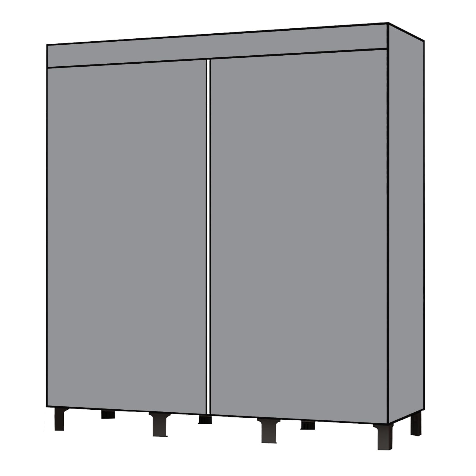 TKPKSELD Portable Closet Bedroom Wardrobe Storage with Non-Woven Fabric Cover, 8 Storage Organizer Shelves, 2 Hanging Rods for Hanging Clothes, Durable and Easy to Assemble, 69 x 49 x 17.7 Inches