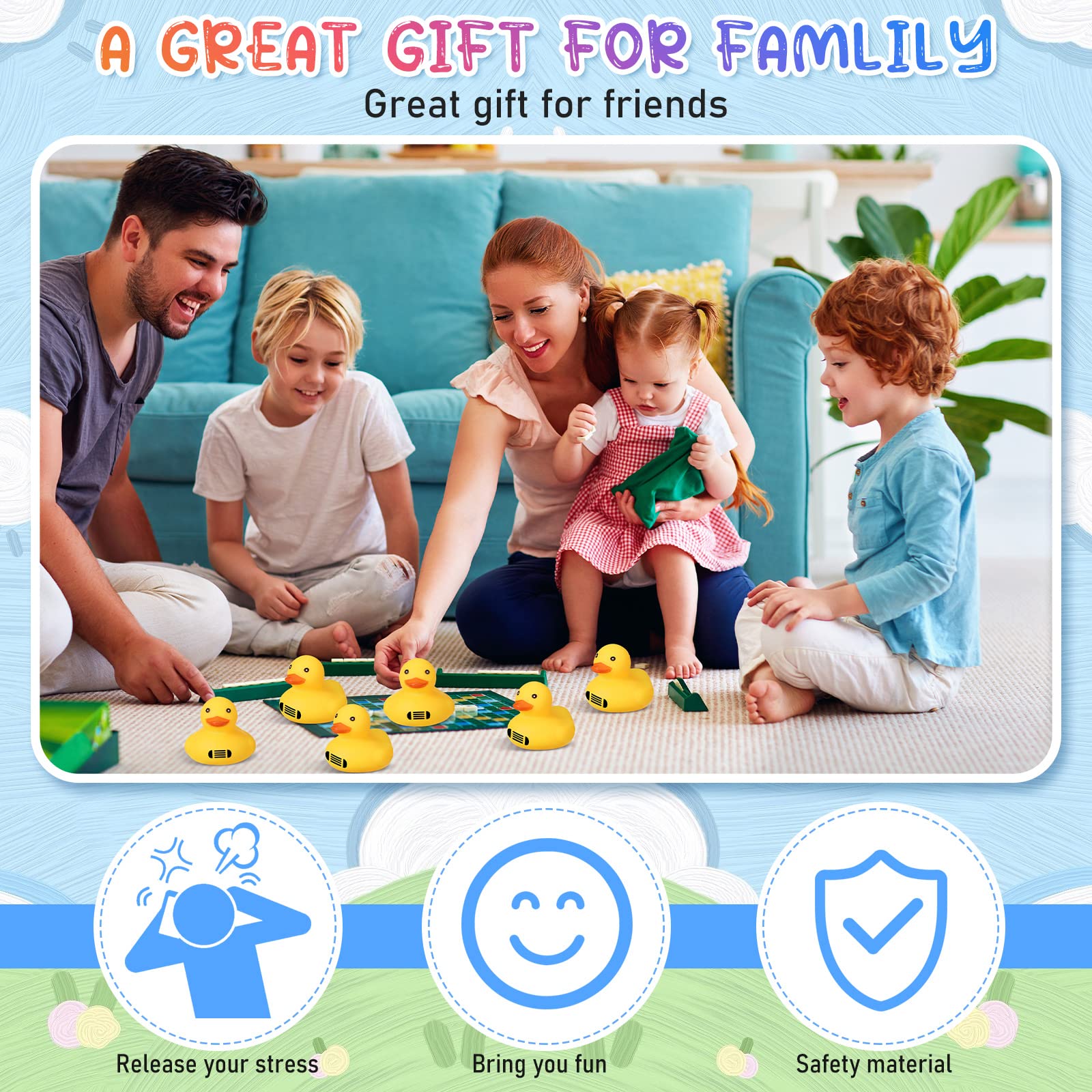 Leitee Rubber Ducks for Ducking You've Been Ducked Mini Bulk Yellow Rubber Duckies for Bath Toys Birthday Game Pool Party Favors(72 Pcs,Cute)